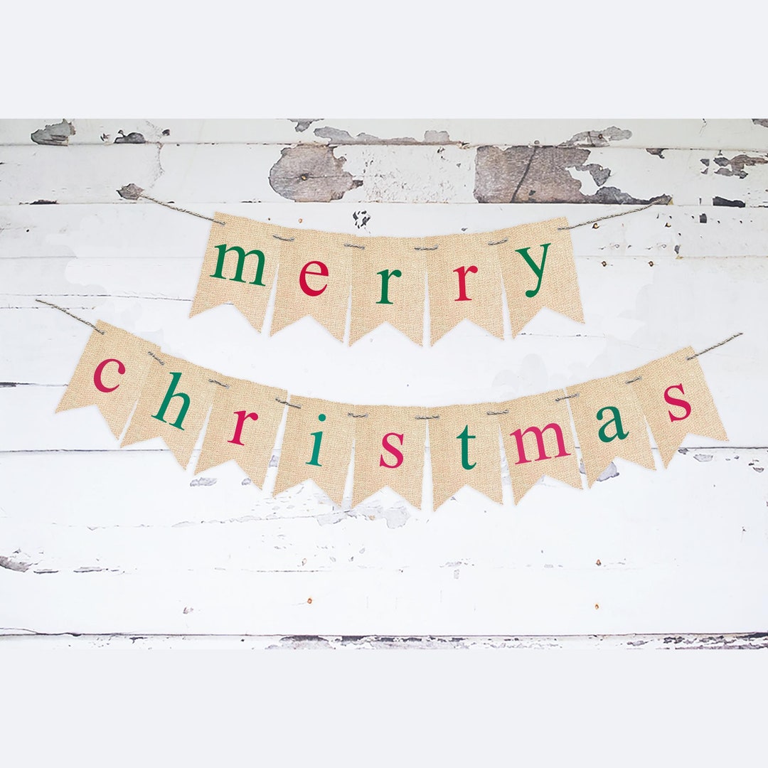 Merry Christmas Banner, Christmas Cardstock Banner, Red & Green Banner ...
