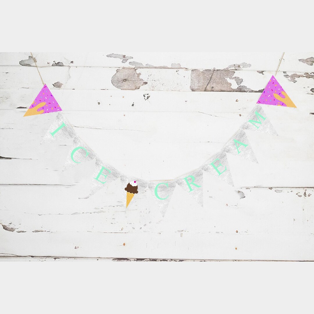 Ice Cream Decor, Cardstock Ice Cream Banner, Ice Cream Party Banner ...
