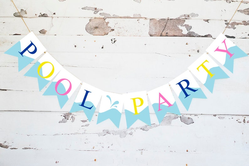 Pool Party Decor Cardstock Pool Party Banner Summer Birthday | Etsy