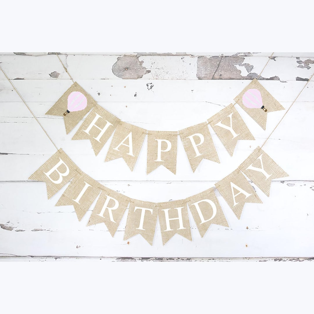 Pink Hot Air Balloon Birthday Party Banner, up up and Away Party Decor ...