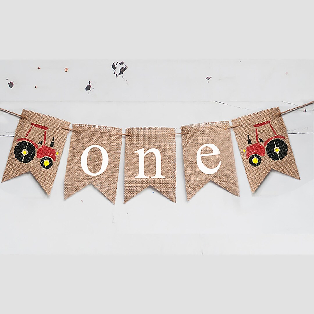 Red Tractor Banner, Farm Theme One Banner, Farm I Am One Banner ...