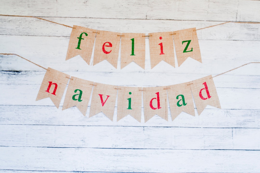 Feliz Navidad Banner Christmas Burlap Banner Merry Christmas - Etsy