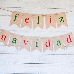 Feliz Navidad Banner, Christmas Burlap Banner, Merry Christmas Burlap ...