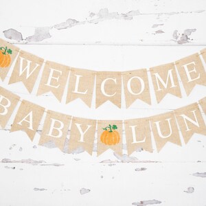 Pumpkin Baby Shower Decor, Welcome Baby Personalized Banner, Fall Baby ...