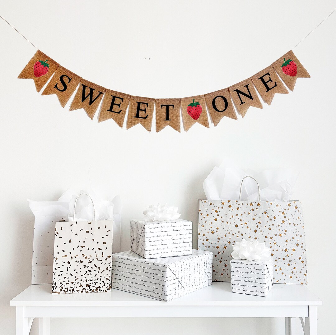 Sweet One Strawberry First Birthday Banner, Berry Sweet One Sign ...