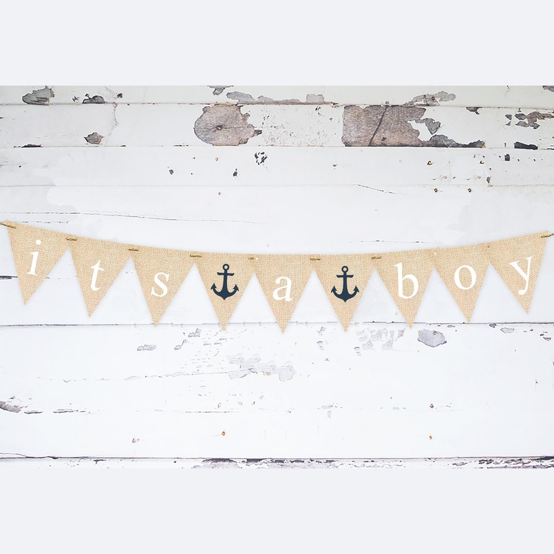 Cardstock It's A Boy Banner, Nautical Banner, Nautical Baby Shower ...