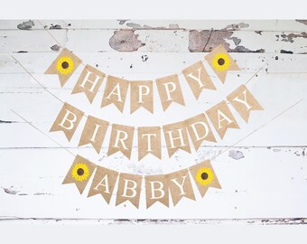 Sunflower Happy Birthday Banner - Etsy