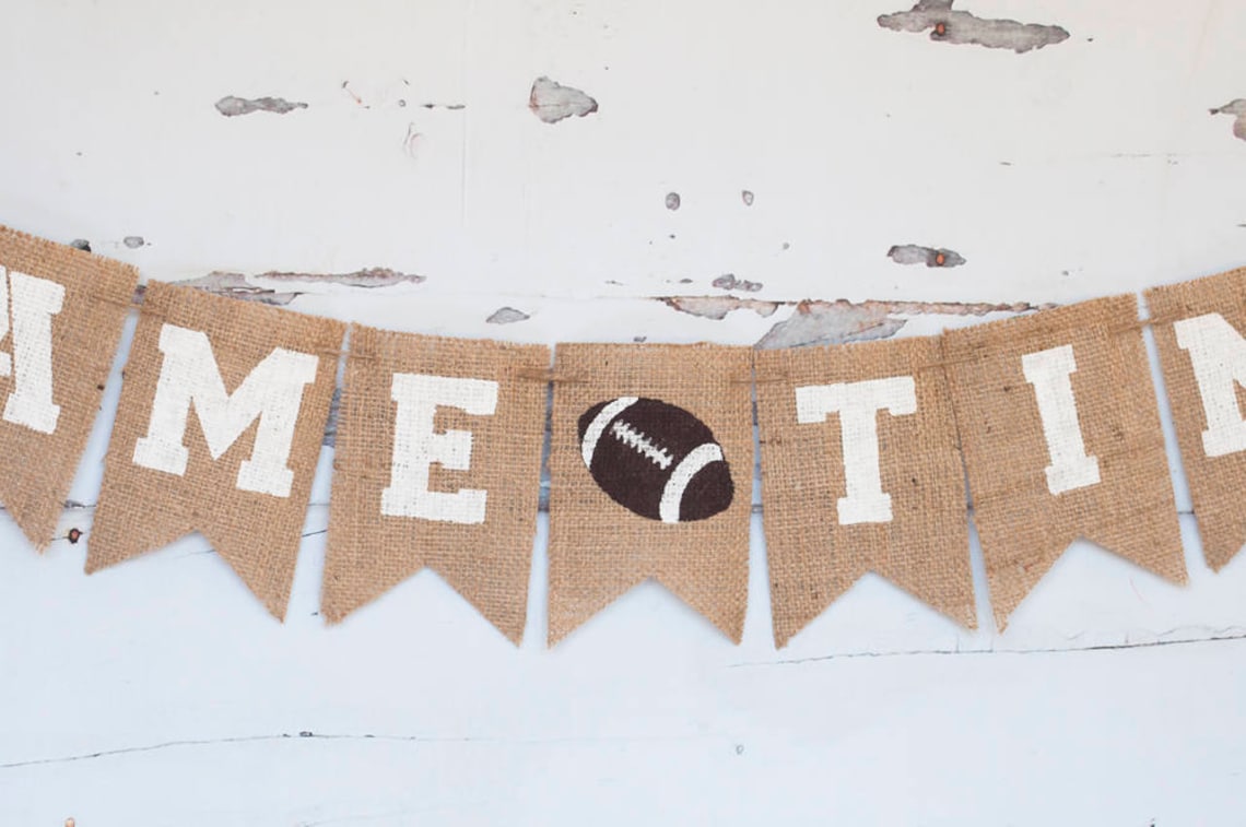 Game Time Football Banner Super Bowl Decor Football Banner | Etsy