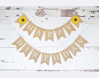 Sunflower Happy Birthday Banner - Etsy
