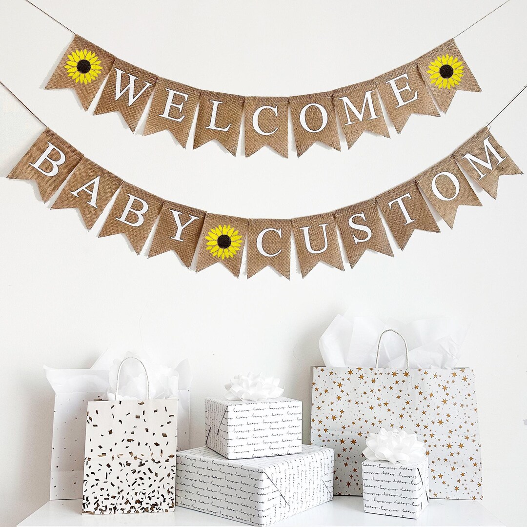 Sunflower Baby Shower, Welcome Baby Banner, It's A Girl Banner, Rustic ...