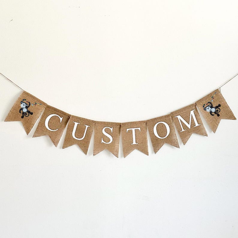 Monkey Decorations | Customizable Banner | Safari Theme Birthday ...