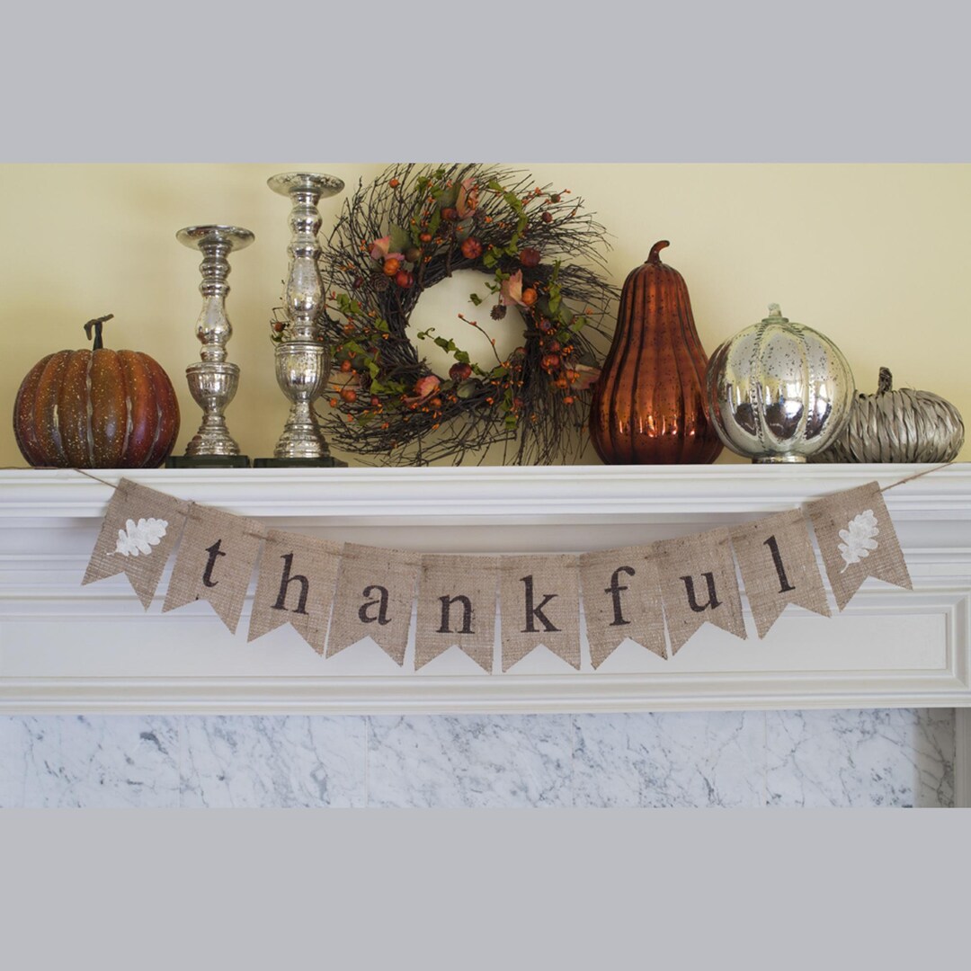 Thankful Banner, Thanksgiving Banner, Thankful Burlap Banner ...