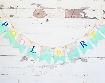 Pool party banner | Etsy