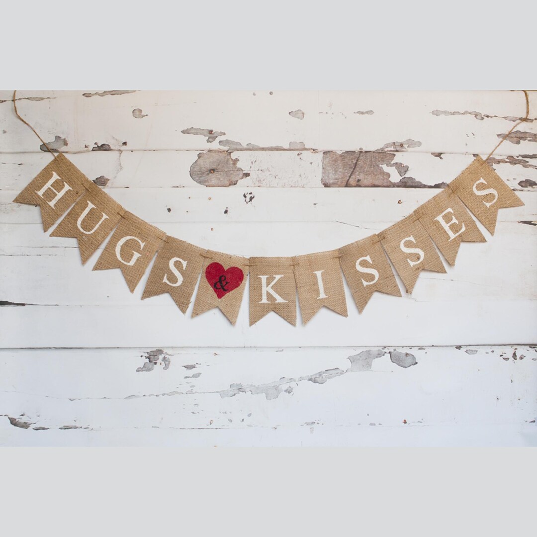 Hugs & Kisses Banner, Valentines Banner, Valentine's Day Banner ...