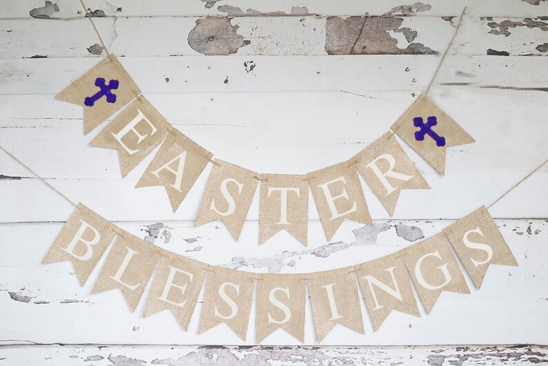 Easter Blessings Banner Easter Blessings Burlap Banner | Etsy