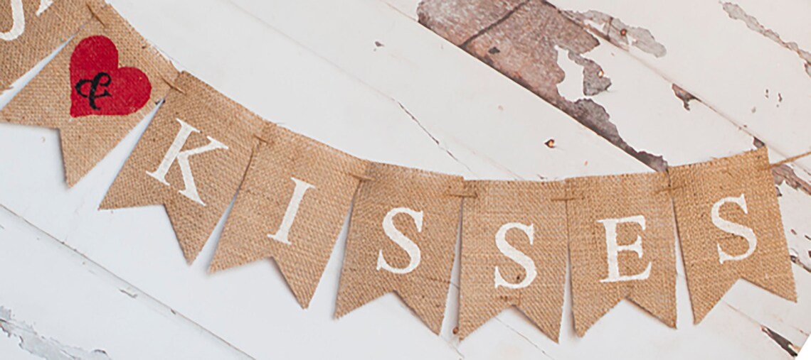 Hugs & Kisses Banner Valentines Banner Valentine's Day | Etsy