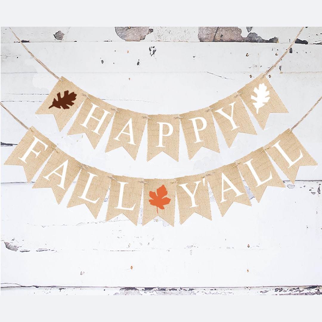 Happy Fall Yall Burlap Banner, Pumpkin Banner, Fall Banner, Fall Decor ...
