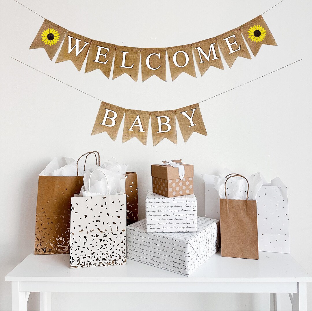 Welcome Baby Banner, Sunflower Baby Shower, It's A Girl Banner, Rustic ...