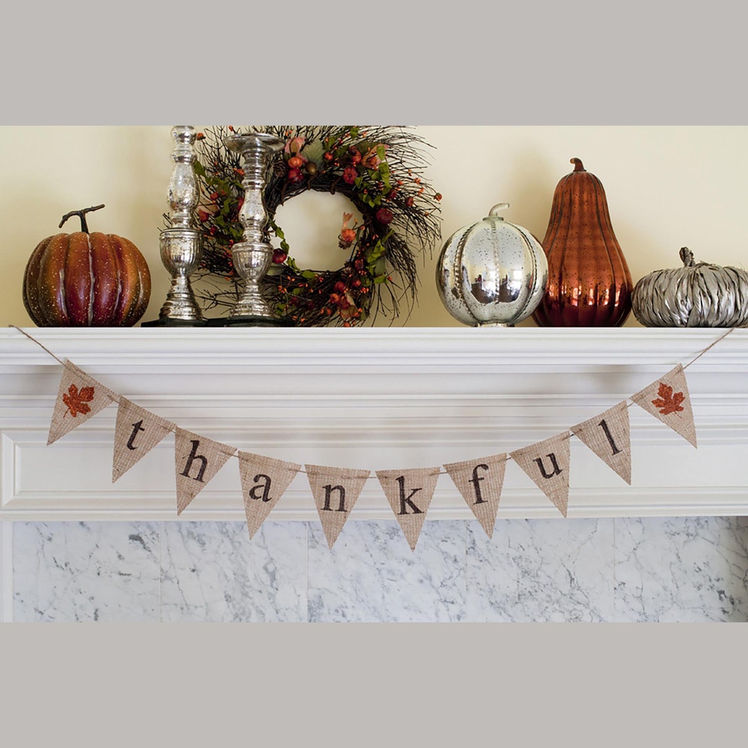 Thankful Banner, Thanksgiving Banner, Thankful Burlap Banner, Thankful ...