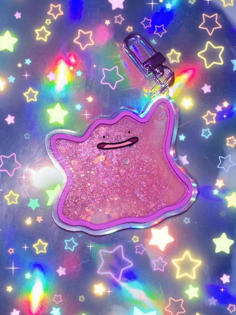 Ditto - 2.5” Liquid Glitter Quicksand Acrylic Keychain - Etsy