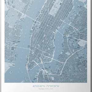 New York City, Manhattan Map Poster B&W - Etsy