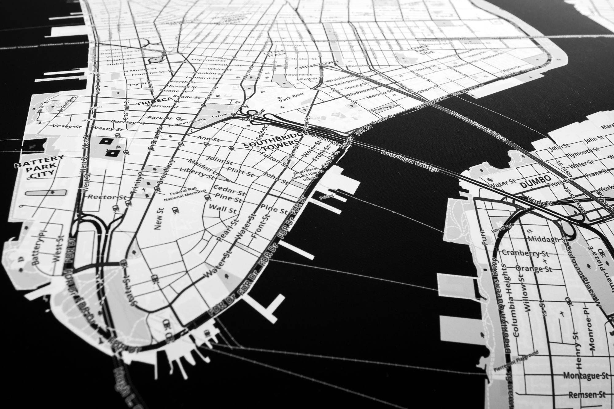New York City, Manhattan Map Poster - B&W - Etsy