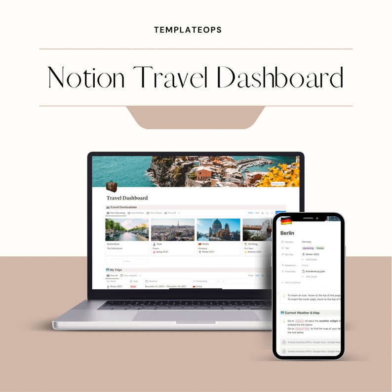 Notion Travel Dashboard Template - Etsy