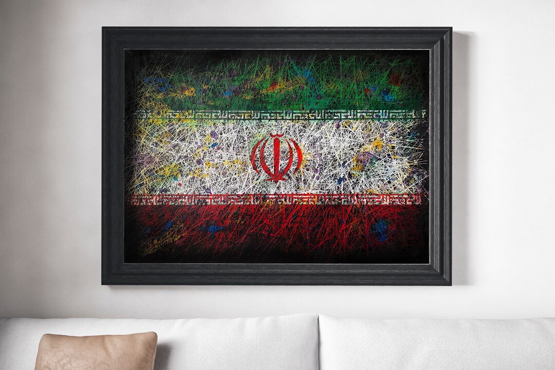 Hand Painted Iran Flag Art: Textured Mixed Media Painting - Etsy
