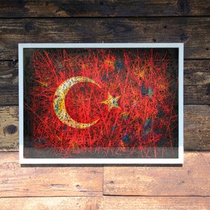 Flag of Turkey, Hand Painted Turkish Flag Made in Unique Layered ...
