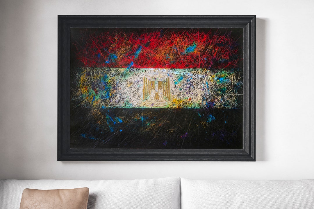 Flag of Egypt Arab Republic, Hand Painted Industrial, Textured Egyptian ...