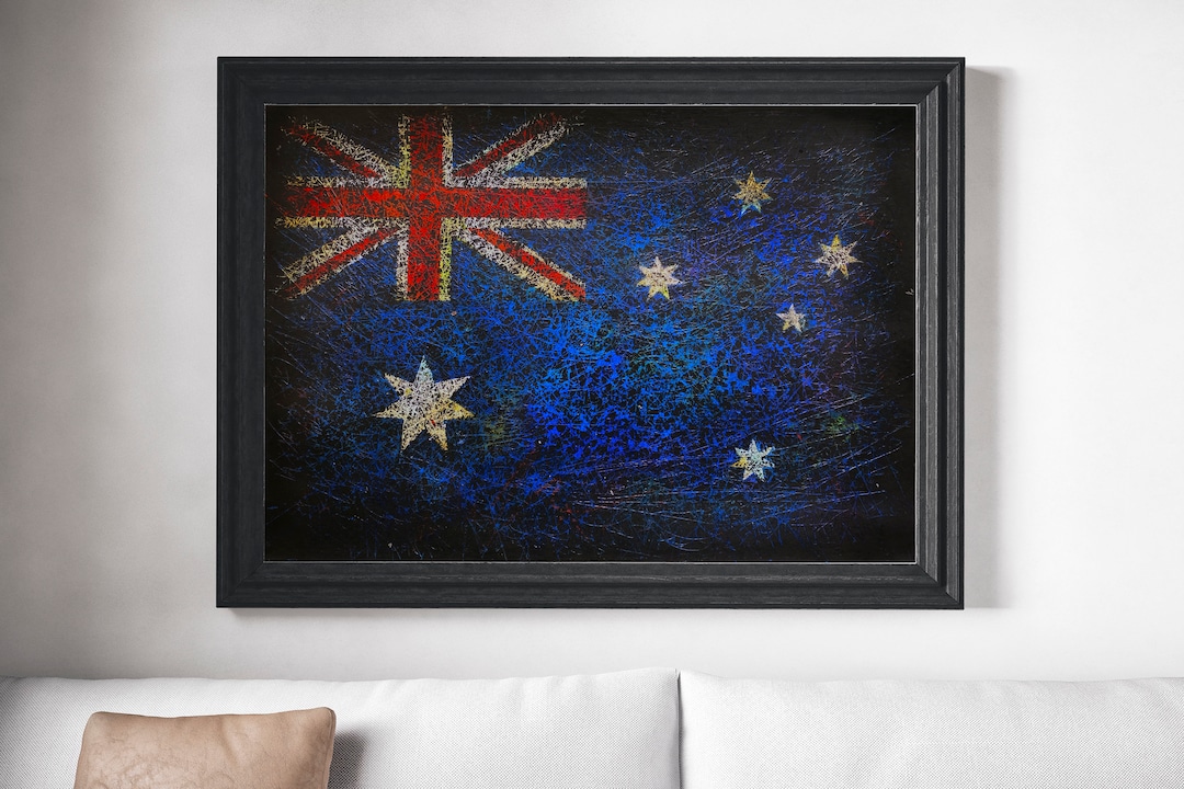 Flag of Australia, Australian Hand-painted Flag, Distressed Flag ...