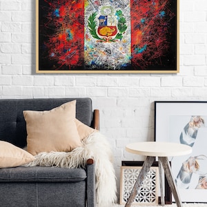 Flag of Peru, Hand Painted Peruvian Flag Created on Paper, Light ...