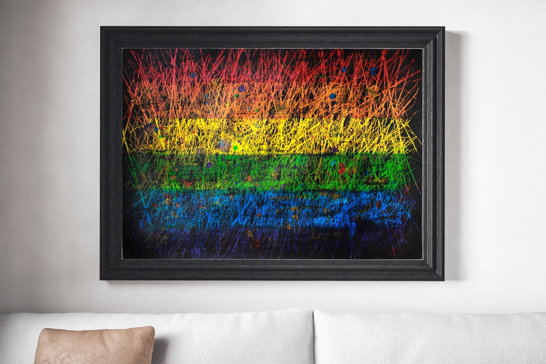 Gay Pride Flag, Rainbow Flag, LGBT, Distressed Flag Wall Art, Hand ...