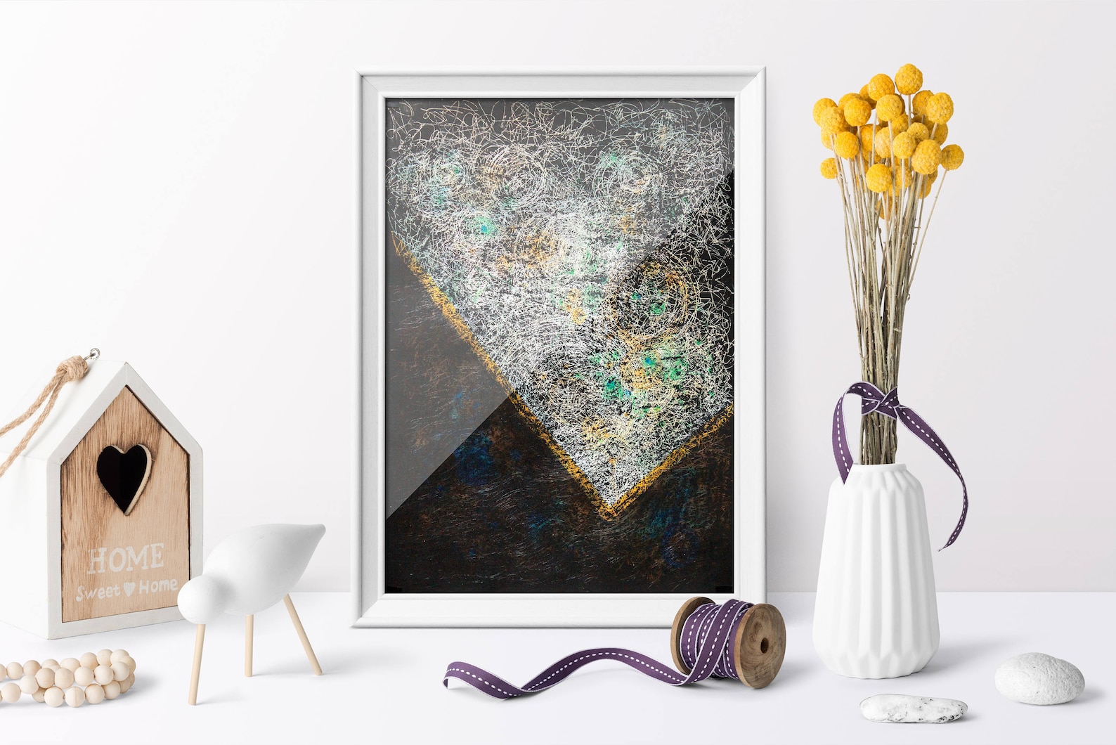 Hand-painted Artwork "letter V",vintage-mixed Media-textured Art ...