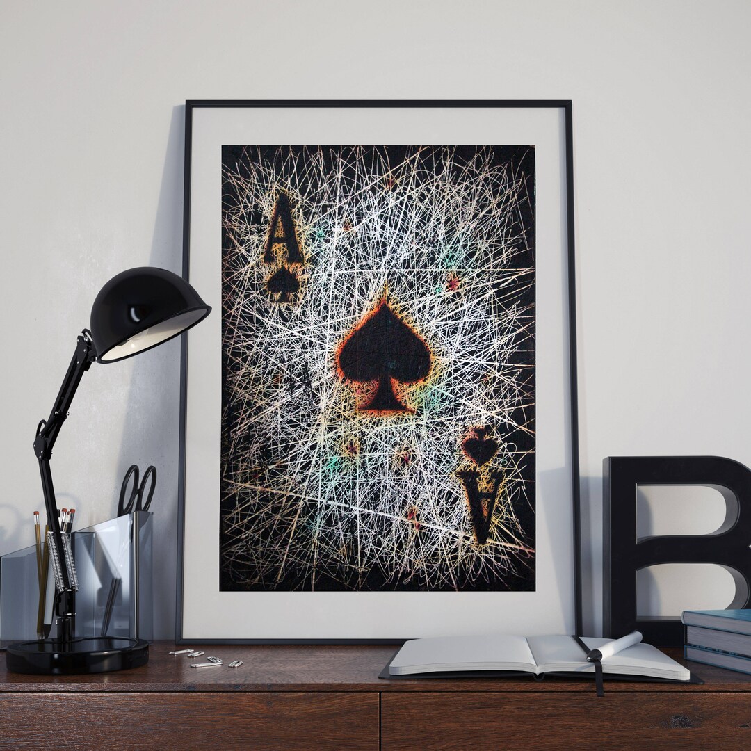 Hand Painted Ace of Spades Art: Industrial Typography Design - Etsy