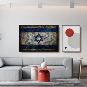 Flag of Israel, Israeli Wall Art, Hand Painted Distressed Vintage ...