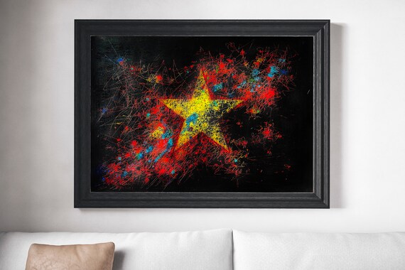 Flag of Vietnam Hand Painted Vietnam Flag Created on Paper - Etsy