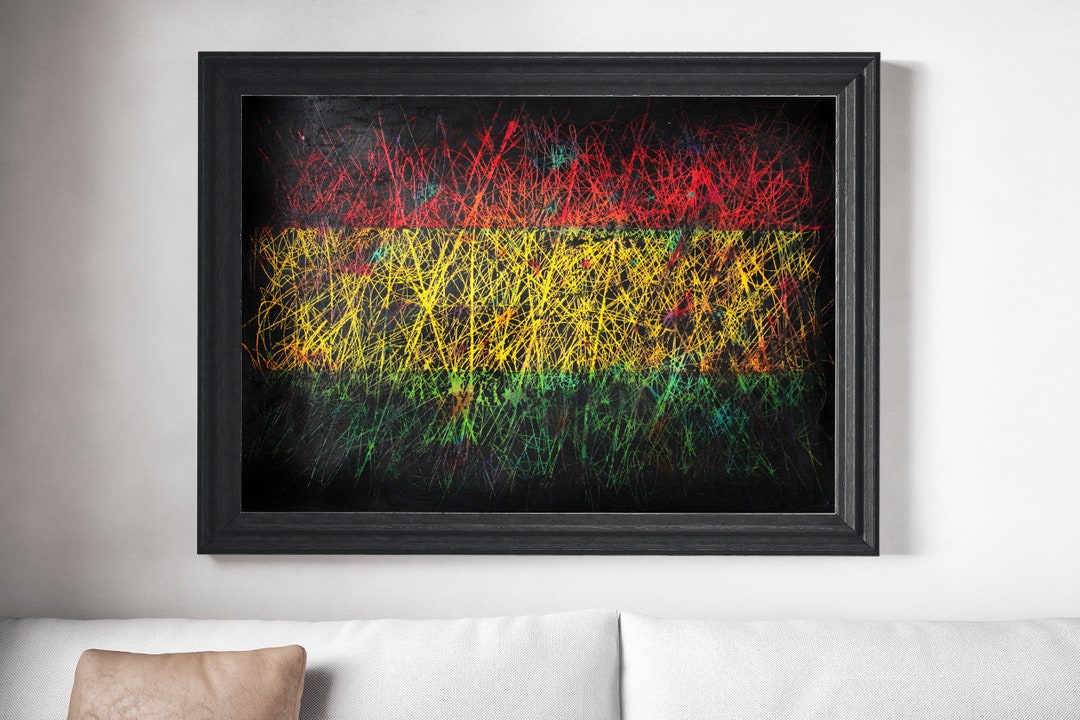 Flag of Raggae Rasta, Hand Painted Flag of Bob Made in Unique Layered ...