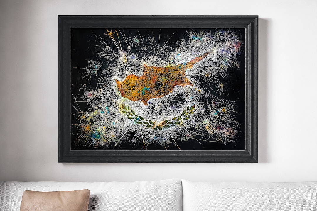 Hand Painted Cyprus Flag Art: Textured Mixed Media Painting - Etsy