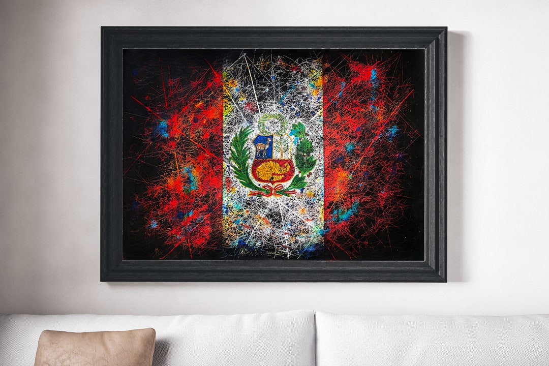 Flag of Peru, Hand Painted Peruvian Flag Created on Paper, Light ...