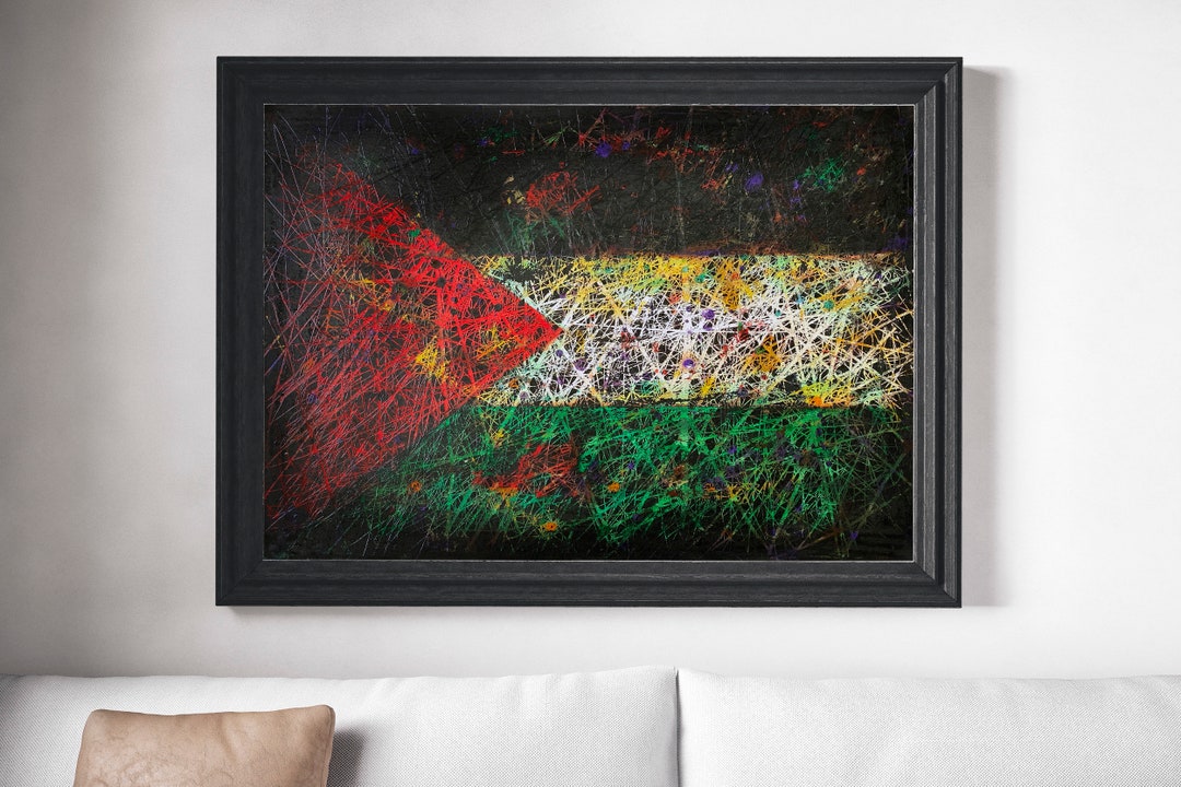 Flag of Palestine, Hand Painted Textured Palestine Flag, Scratched ...