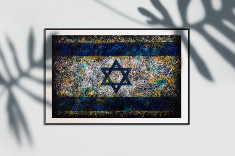 Flag of Israel Israeli Wall Art Hand Painted Distressed - Etsy