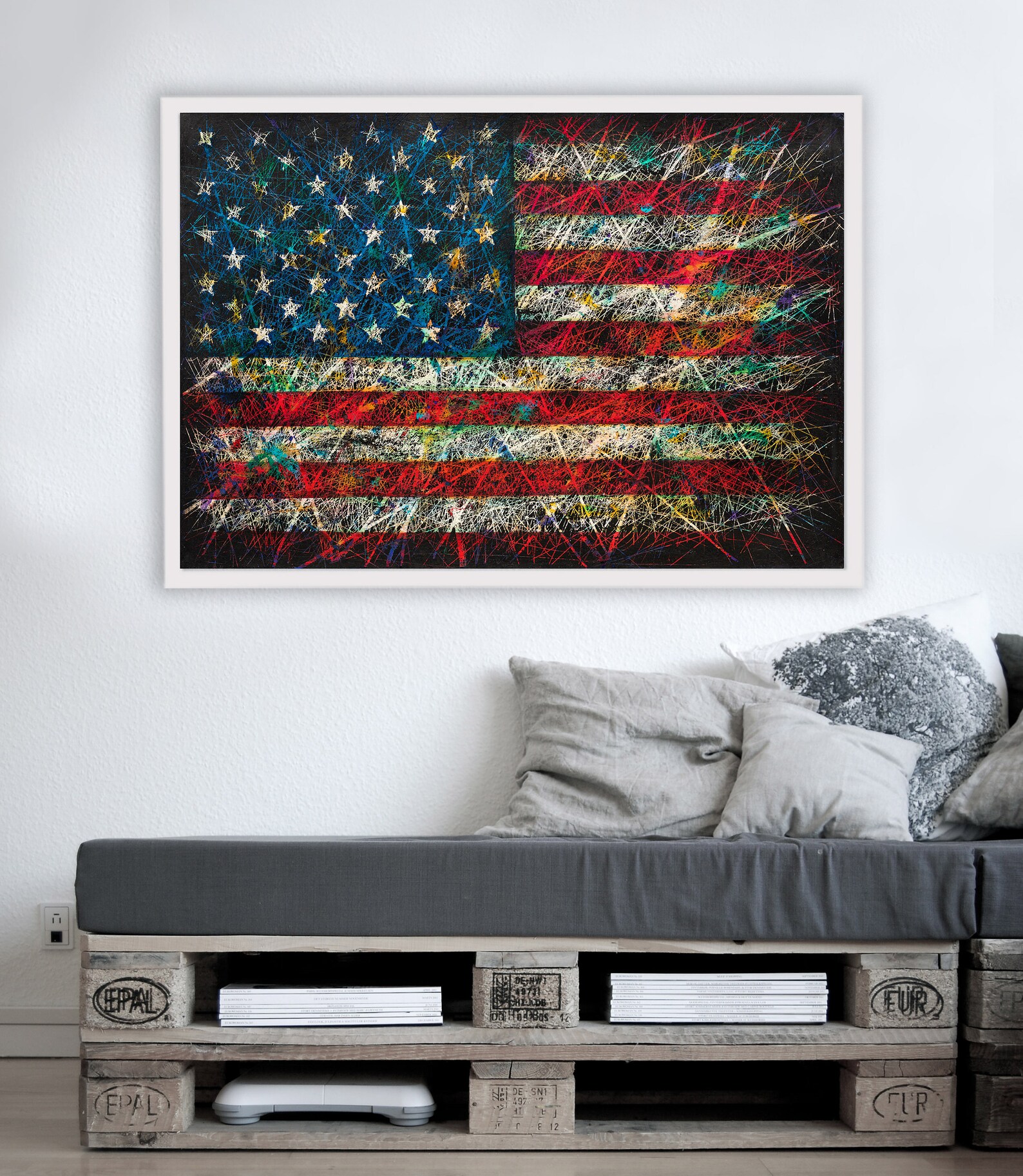 Hand Painted American Flag Art: Textured USA Vintage Decor - Etsy