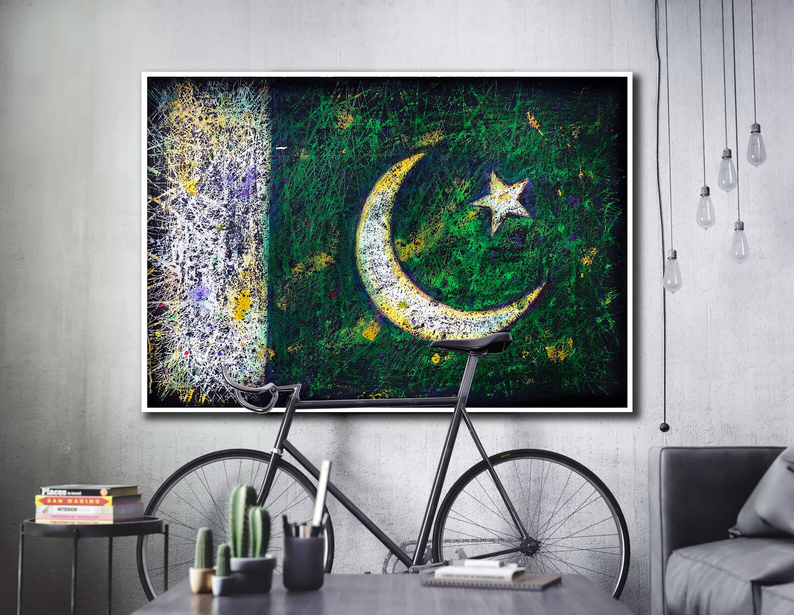Flag of Pakistan Hand Painted Flag of Pakistan PK Crescent - Etsy