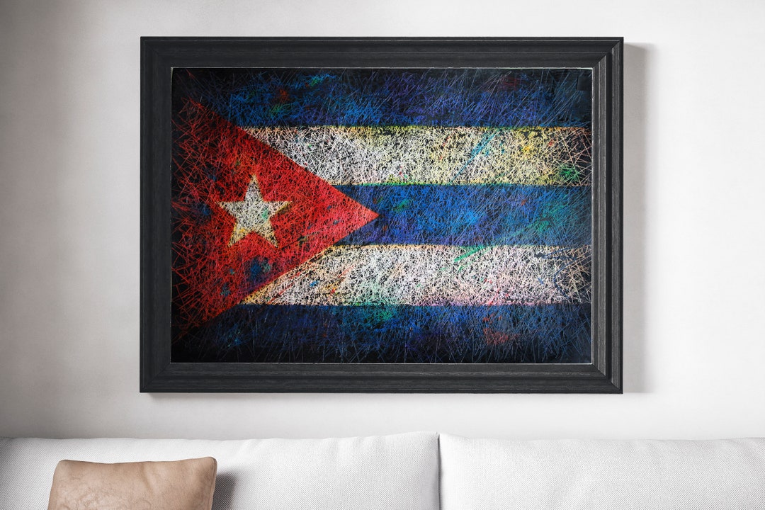 Hand Painted Cuban Flag Art: Mixed Media, Rustic Style - Etsy