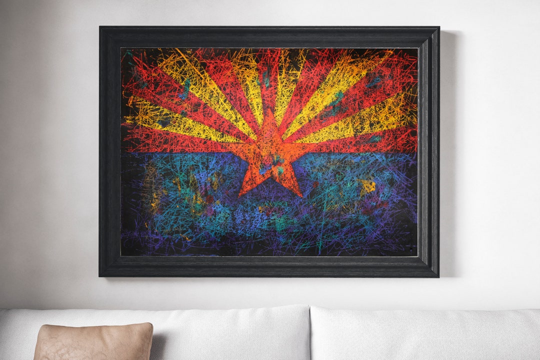 Flag of Arizona State, Hand Painted Flag of Arizona, Distressed Flag ...