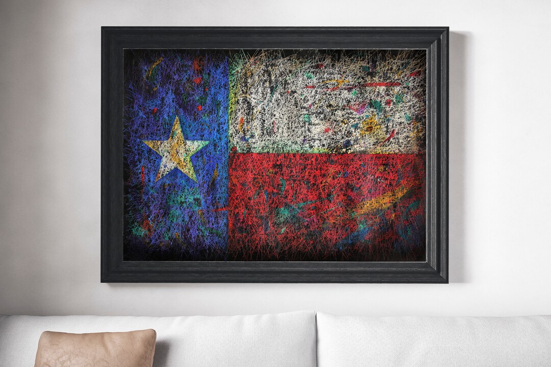 Flag of Texas, Hand Painted Texas Flag Made in Unique Layered Textured ...