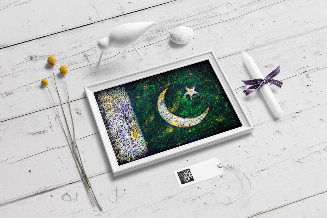 Flag of Pakistan Hand Painted Flag of Pakistan PK Crescent - Etsy