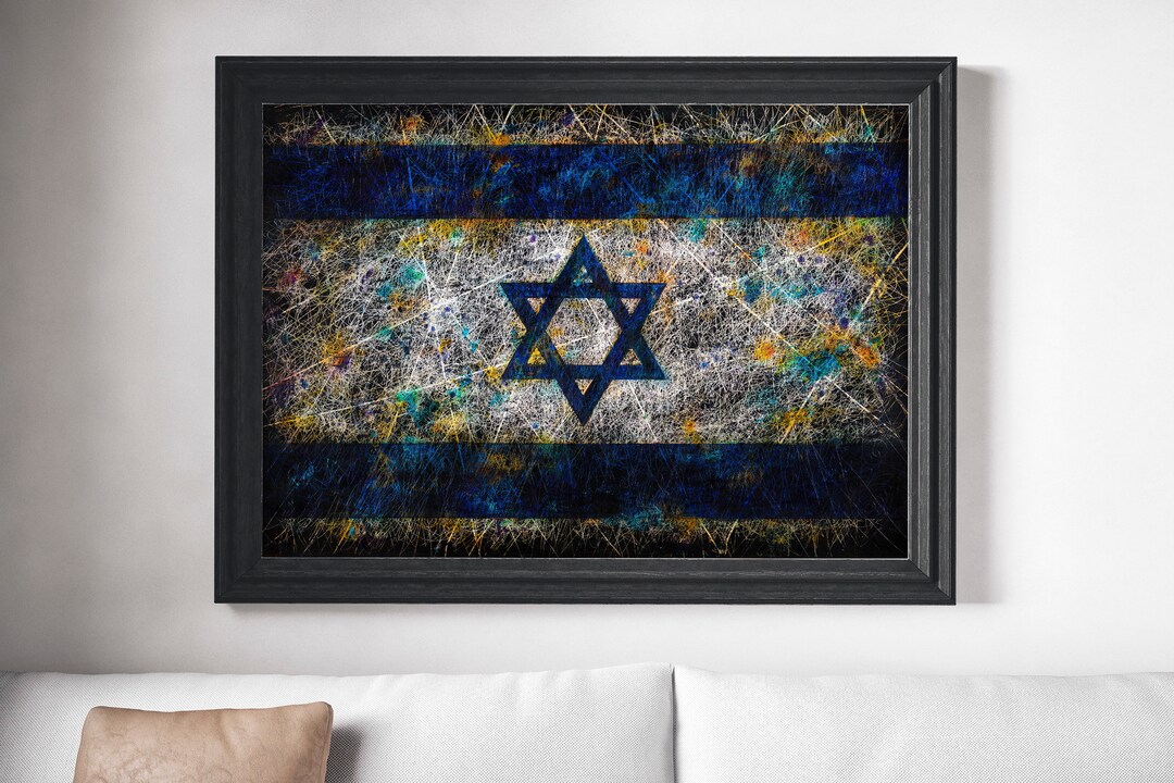 Flag of Israel, Israeli Wall Art, Hand Painted Distressed Vintage ...