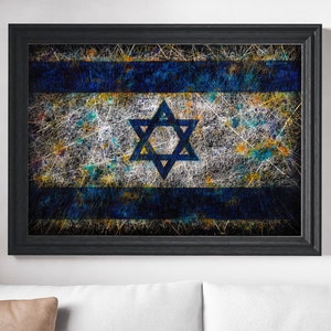 Flag of Israel, Israeli Wall Art, Hand Painted Distressed Vintage ...